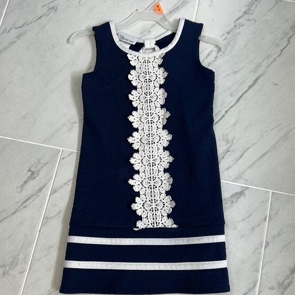 Bonnie Jean | Dresses | Bonnie Jean Size 5 Girls Navy Dress With White ...